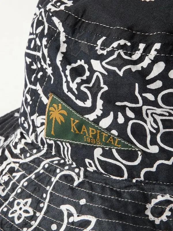 Kapital Logo-appliquéd Bandana-print Bucket Hat - Black