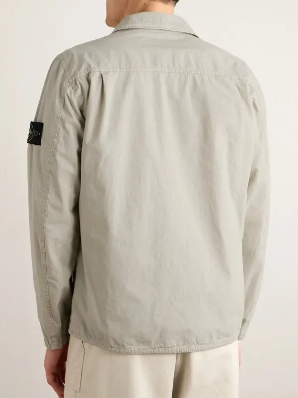 ジャケット・アウター STONE  Cotton Canvas Overshirt STONE ISLAND Brushed Cotton Canvas Zip Overshirt 'Navy