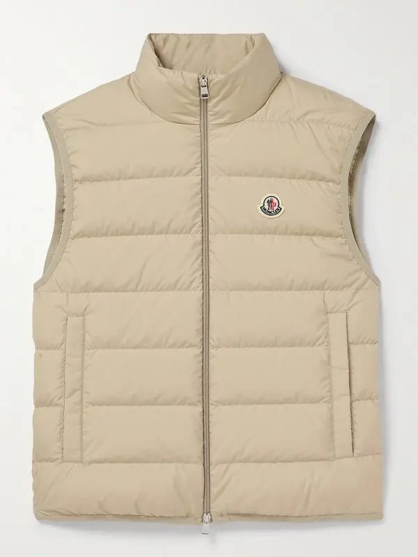 Moncler Contrin Slim-fit Logo-appliquéd Quilted Shell Down Gilet - Neutrals