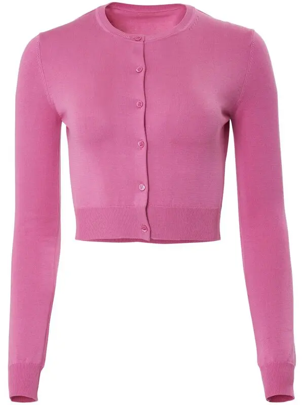 Carolina Herrera Silk-blend Cropped Cardigan - Pink