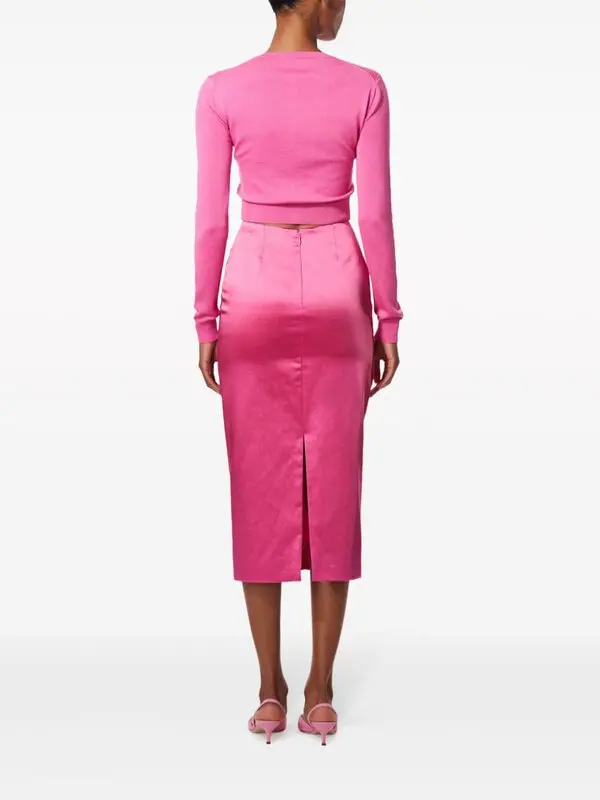 Carolina Herrera Silk-blend Cropped Cardigan - Pink
