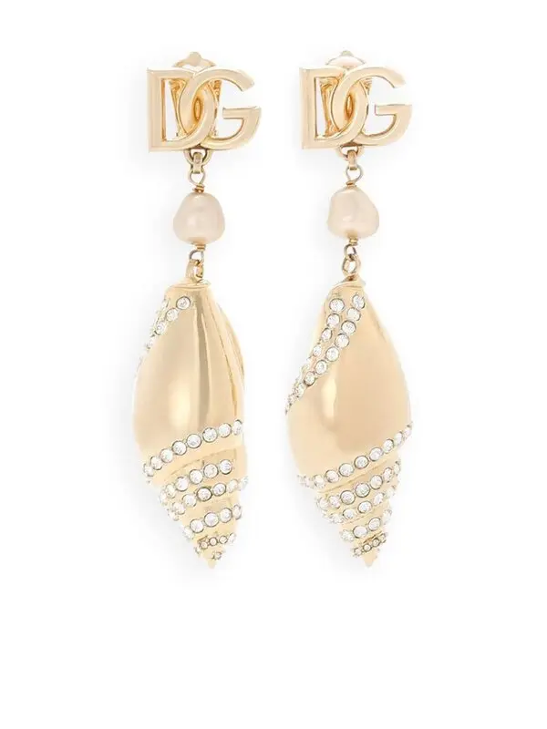 Dolce & Gabbana Shell Clip-on Drop Earrings - Gold
