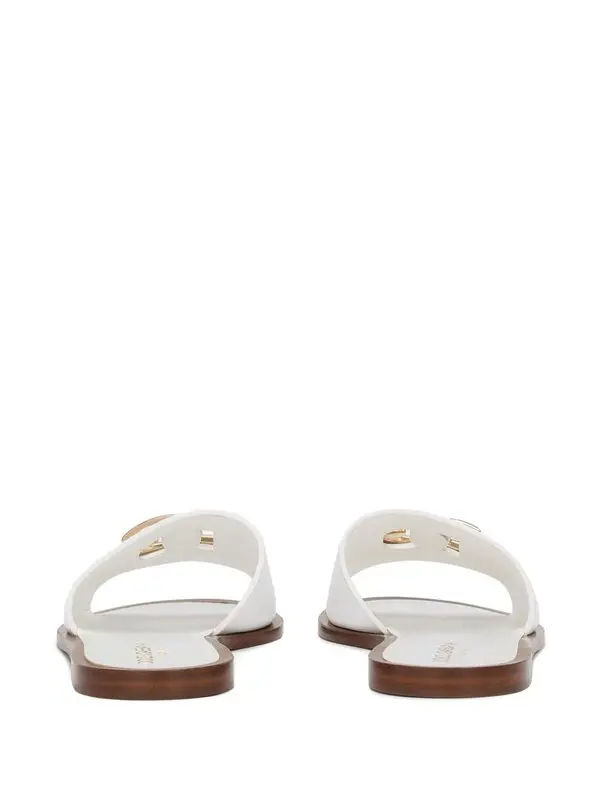 Dolce & Gabbana Flat Calfskin Slides With Dg Logo - White