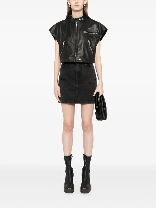 HALFBOY Short-sleeve Cropped Biker Jacket