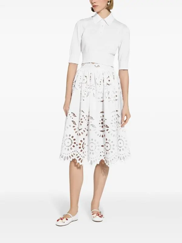 Dolce & Gabbana Scallop Cut-out Midi Skirt - White