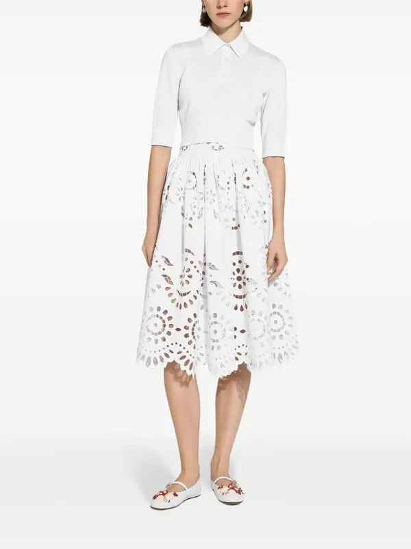 Dolce & Gabbana Scallop Cut-out Midi Skirt - White