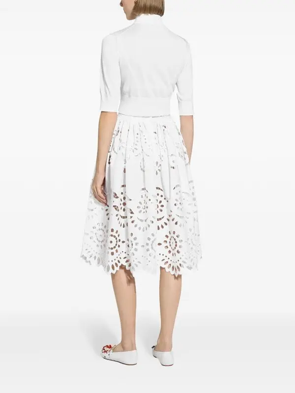 Dolce & Gabbana Scallop Cut-out Midi Skirt - White