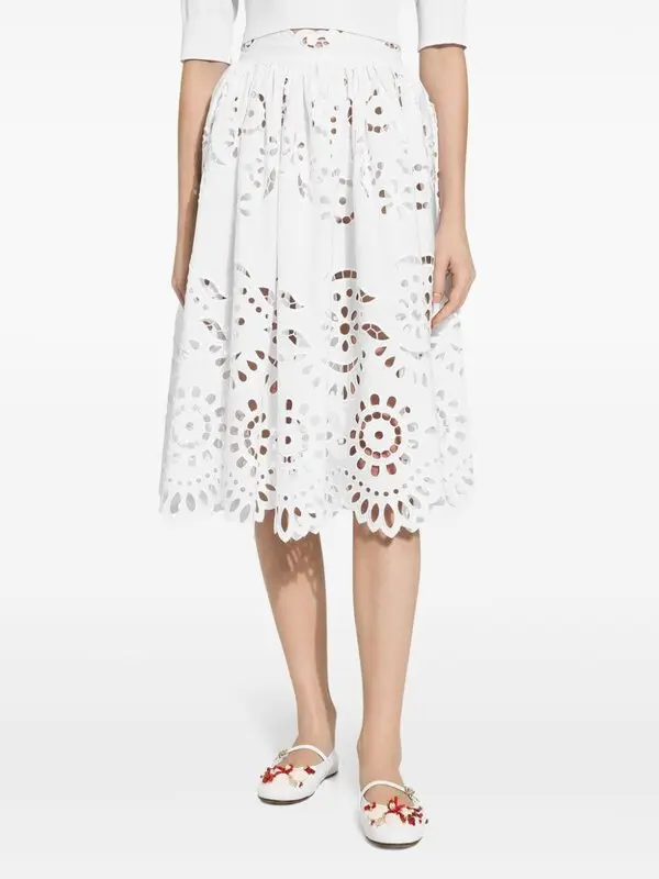 Dolce & Gabbana Scallop Cut-out Midi Skirt - White