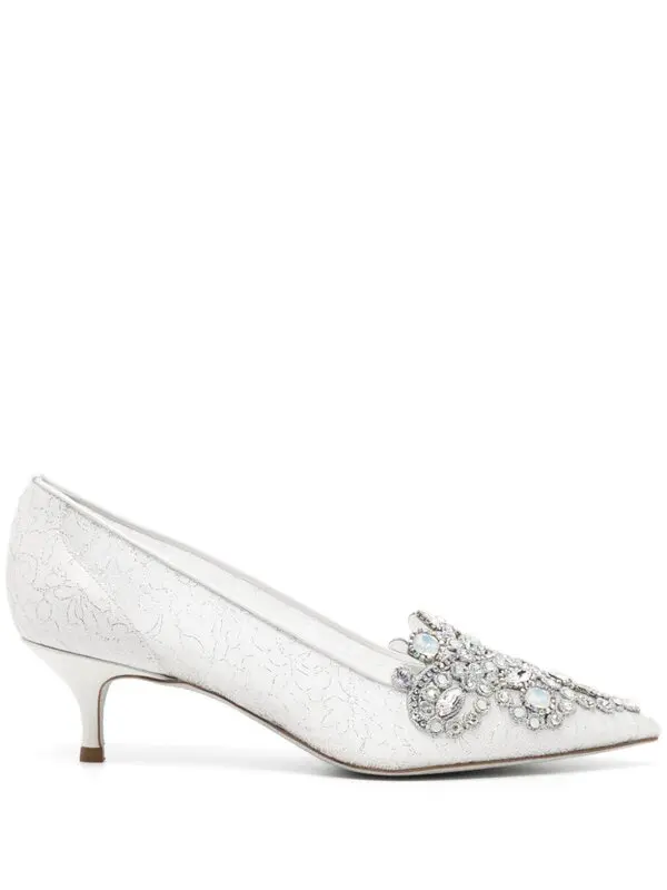 Rene Caovilla Veneziana Crystal Kitten-heel Pumps