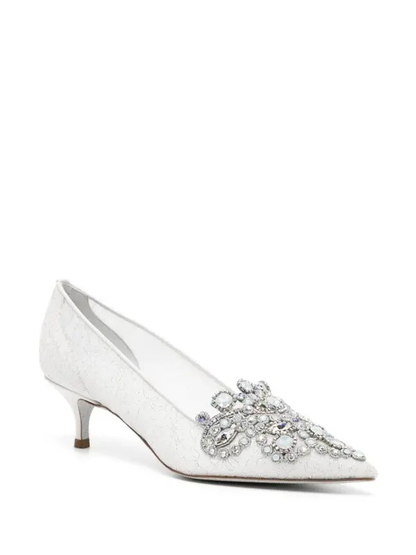 Rene Caovilla Veneziana Crystal Kitten-heel Pumps