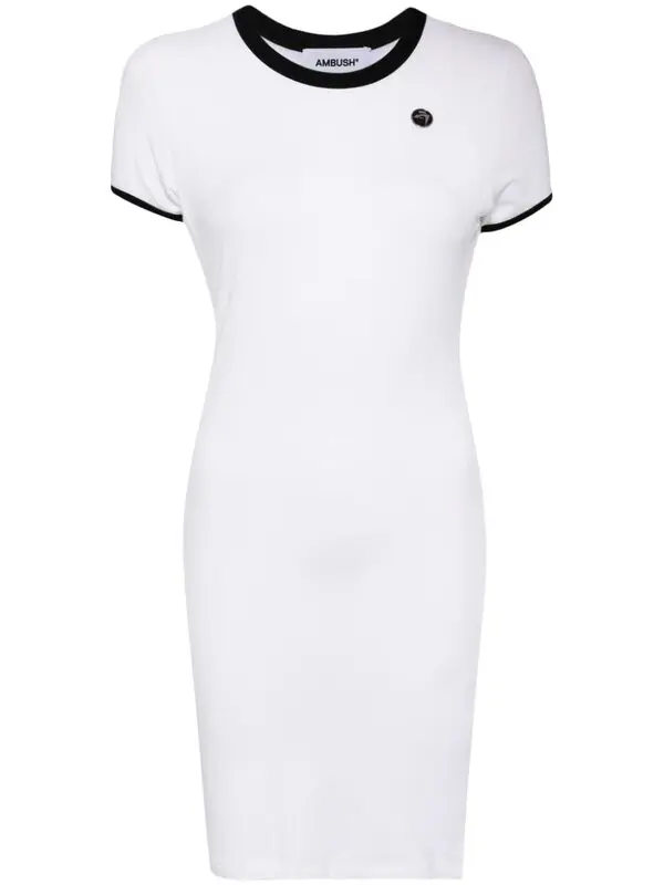 AMBUSH Logo-plaque Fine-knit Minidress - White