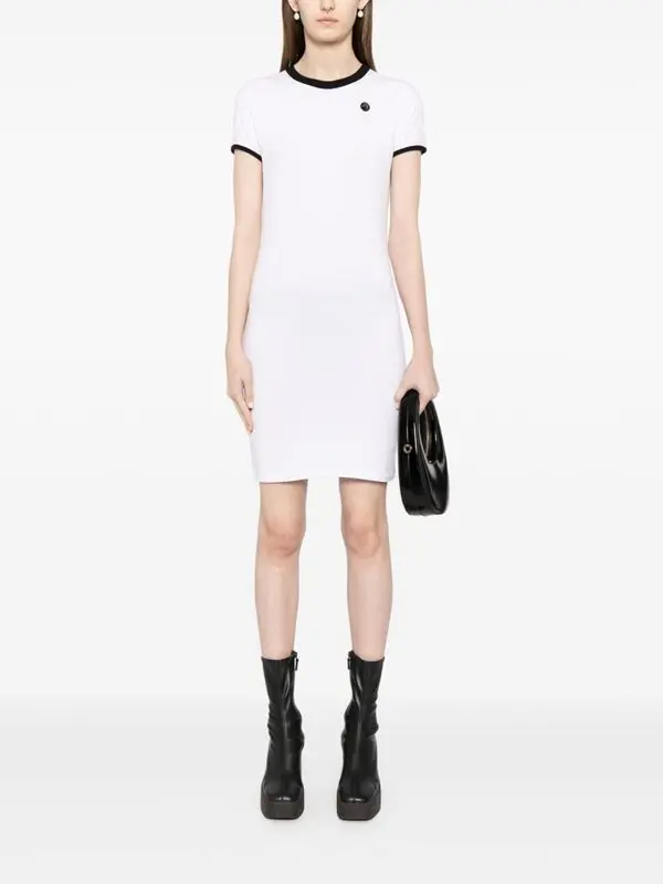 AMBUSH Logo-plaque Fine-knit Minidress - White