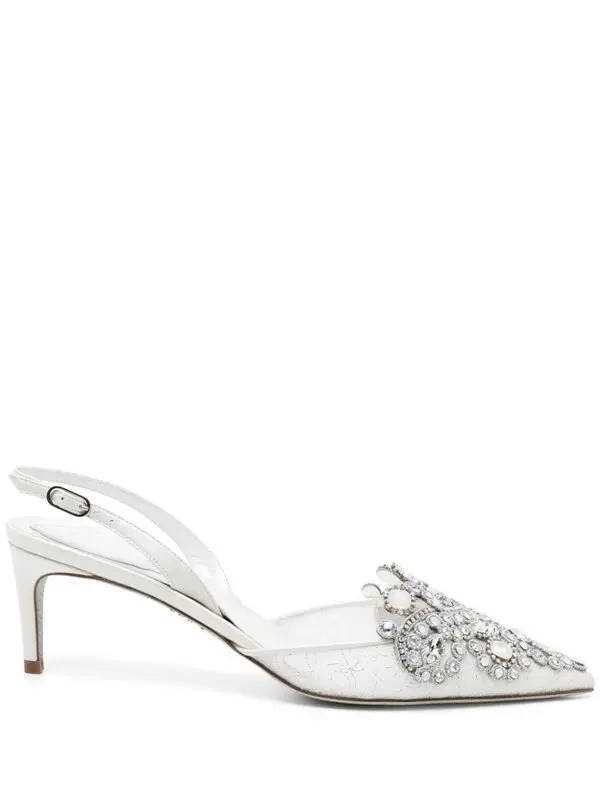 Rene Caovilla Veneziana 50mm Slingback Pumps - White