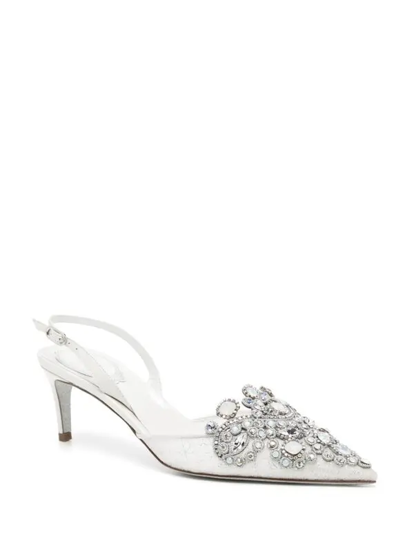 Rene Caovilla Veneziana 50mm Slingback Pumps - White