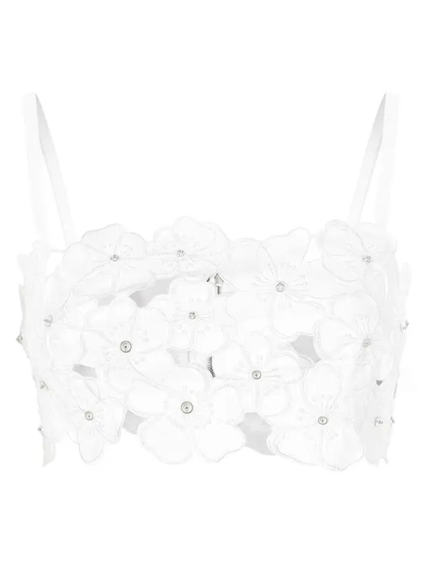 Dolce & Gabbana Rhinestone-embellished Bralette Top - White