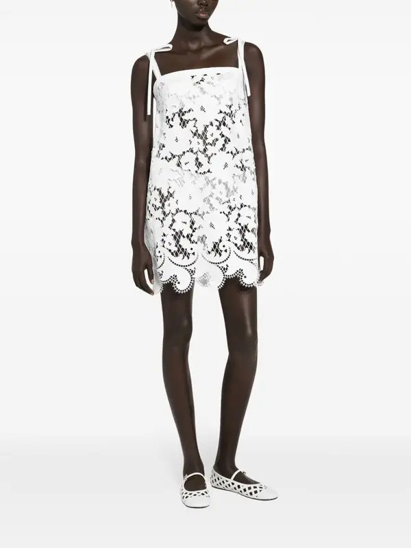 knee length dresses for ladies Flowery Embroidered Lace V-Neck Mesh Mini Dress – Gracia Fashion main image 1