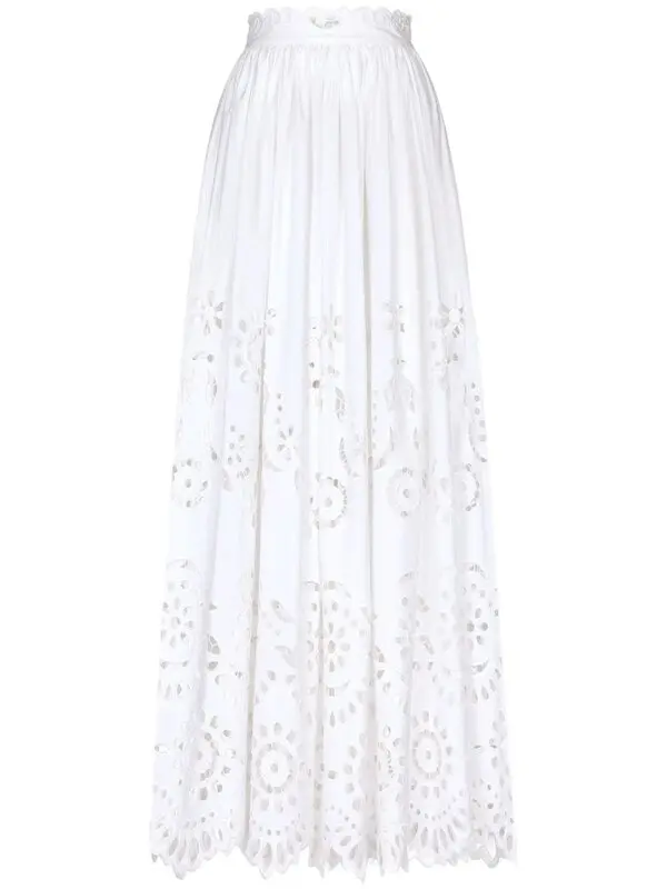 Dolce & Gabbana Openwork Embroidery Tiered Maxi Skirt