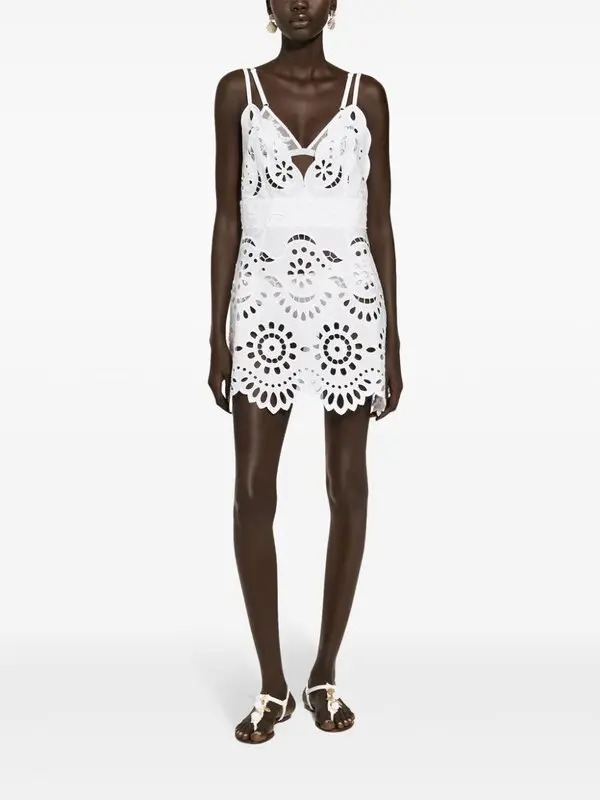 Dolce & Gabbana Sleeveless Openwork Embroidery Mini Dress