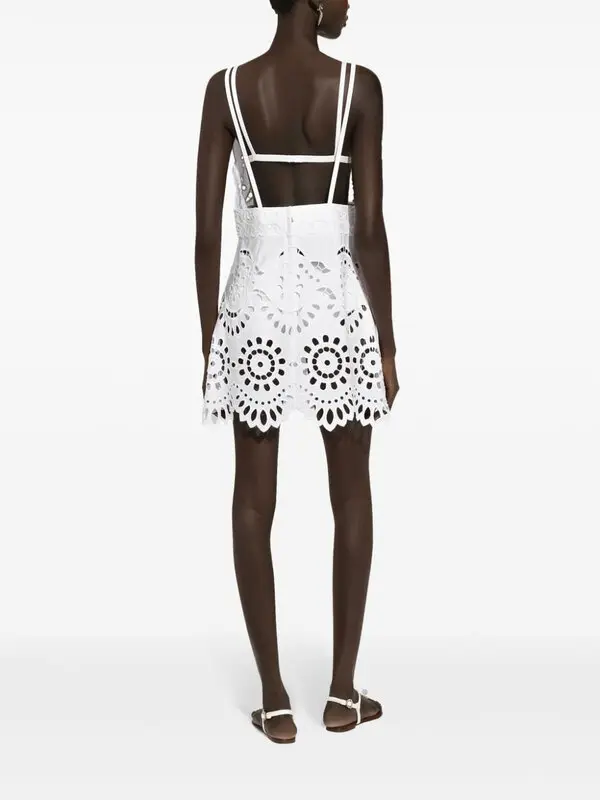 Dolce & Gabbana Sleeveless Openwork Embroidery Mini Dress
