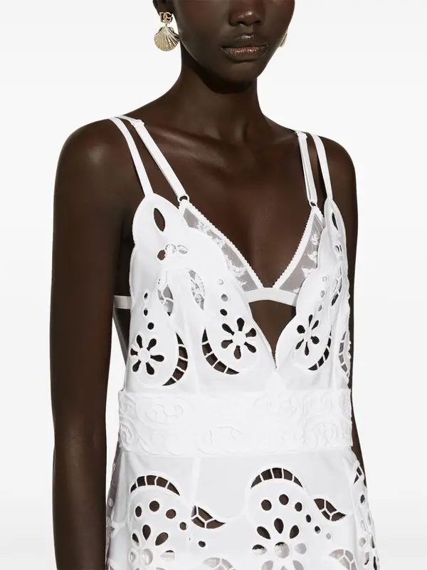 Dolce & Gabbana Sleeveless Openwork Embroidery Mini Dress