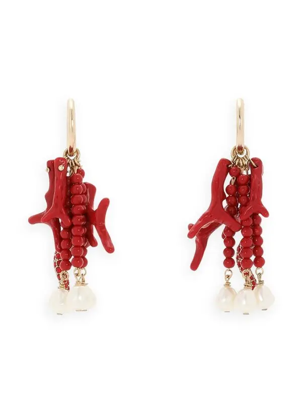 Dolce & Gabbana Coral Drop Hoop Earrings