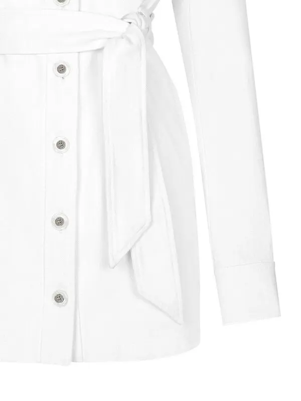 Dolce & Gabbana Long Belted Denim Jacket - White