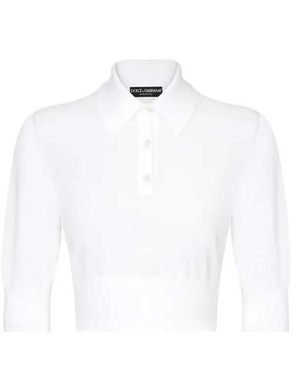 Dolce & Gabbana Cropped Fine-knit Polo Shirt