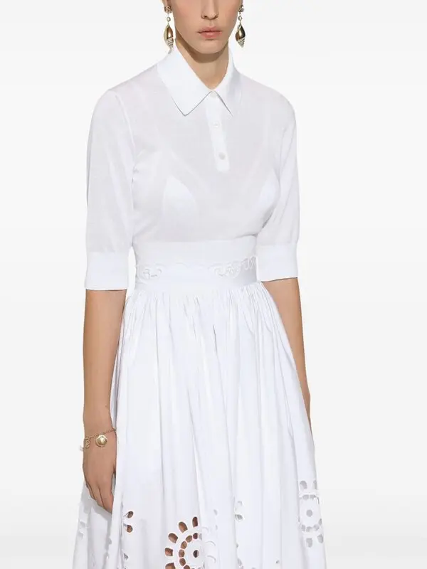 Dolce & Gabbana Cropped Fine-knit Polo Shirt