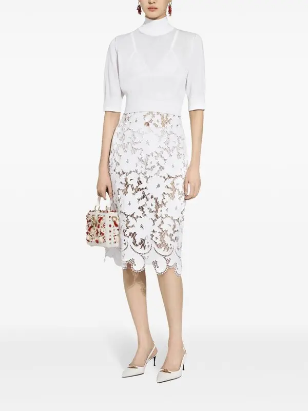 Dolce & Gabbana Floral-embroidered Open-work Skirt