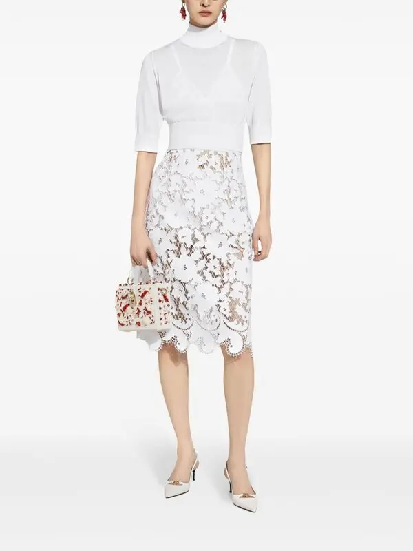 Dolce & Gabbana Floral-embroidered Open-work Skirt