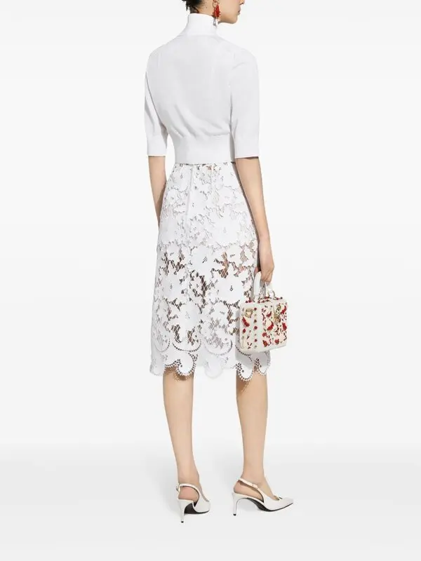 Dolce & Gabbana Floral-embroidered Open-work Skirt