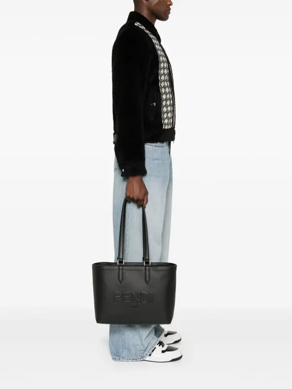 Fendi Roma Logo-embossed Leather Tote Bag