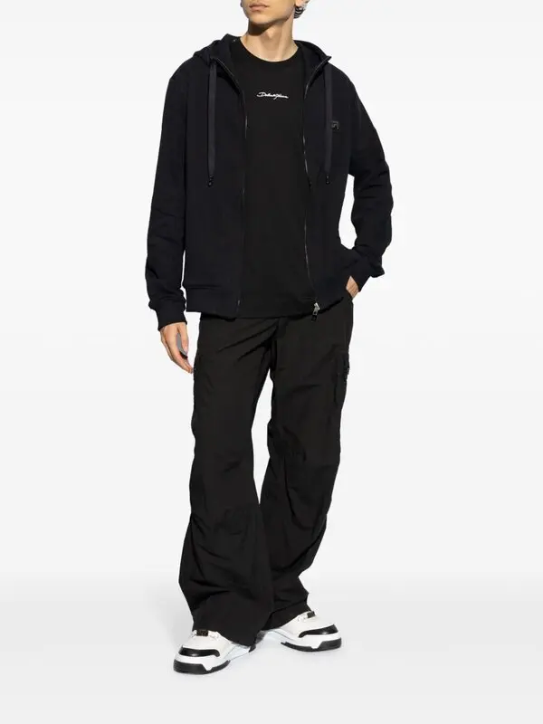 Dolce & Gabbana Logo-appliqué Cotton Cargo Trousers - Black