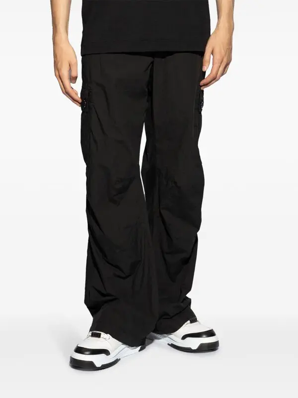 Dolce & Gabbana Logo-appliqué Cotton Cargo Trousers - Black