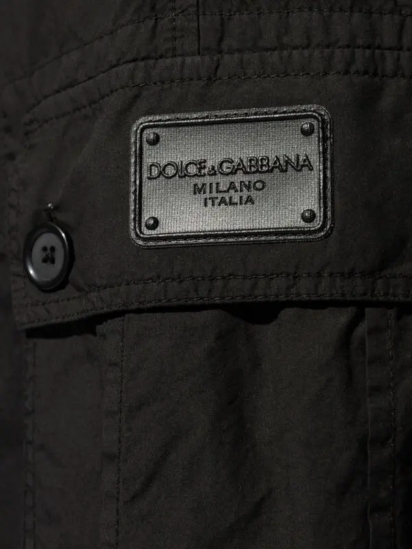 Dolce & Gabbana Logo-appliqué Cotton Cargo Trousers - Black