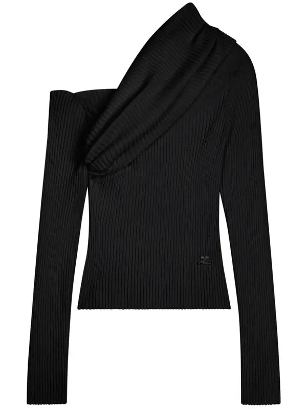 COURREGES Logo-embroidered Knitted Jumper - Black