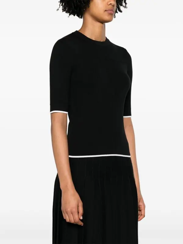 Thom Browne Contrasting-trim Ribbed Jumper - Black