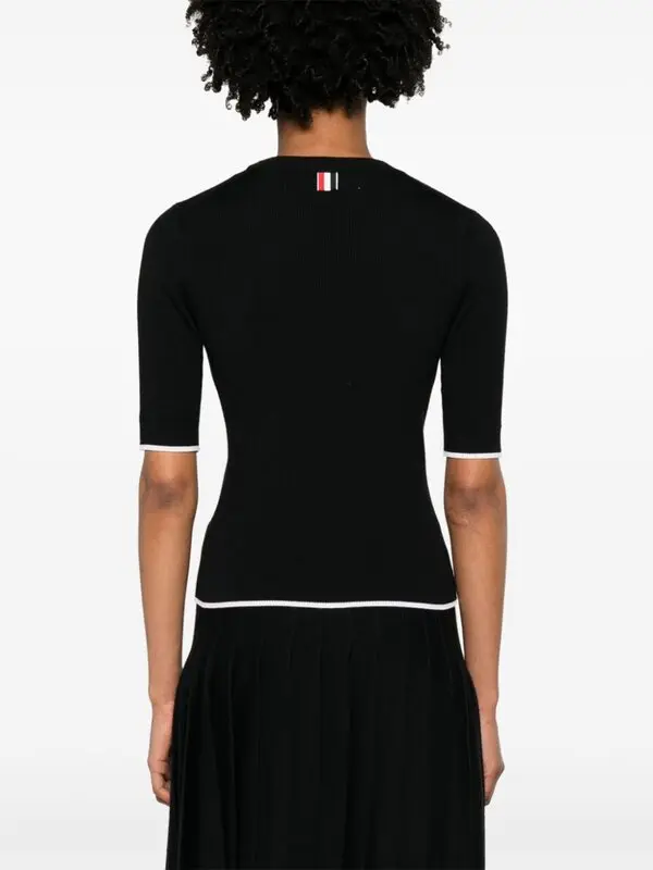 Thom Browne Contrasting-trim Ribbed Jumper - Black