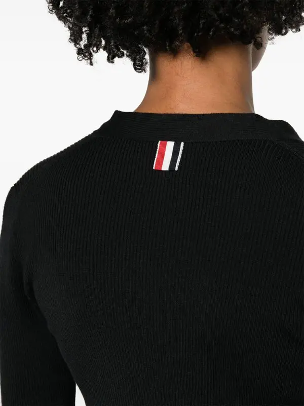 Thom Browne Contrasting-trim Ribbed Jumper - Black