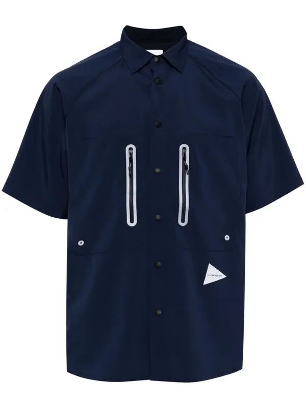 AND WANDER Logo-print Panelled Shirt