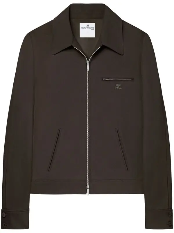 COURREGES Retro Logo-embroidered Jacket - Brown