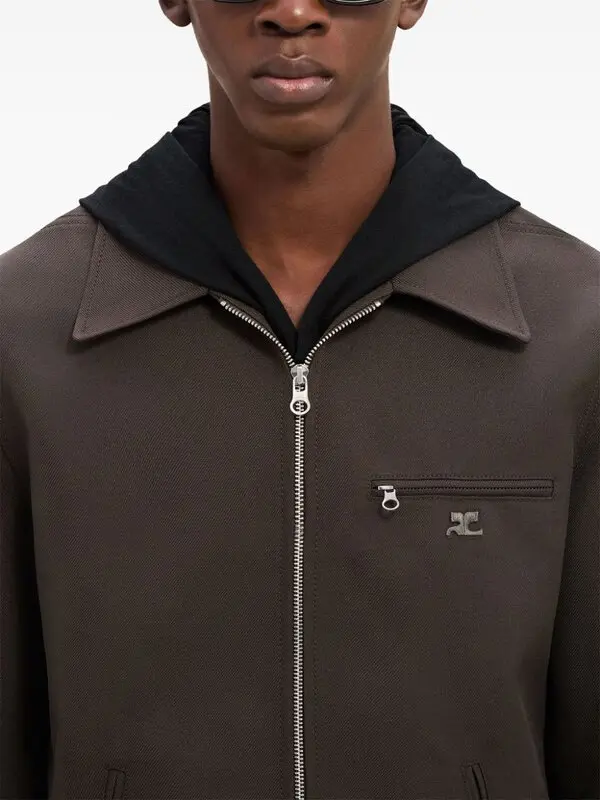COURREGES Retro Logo-embroidered Jacket - Brown