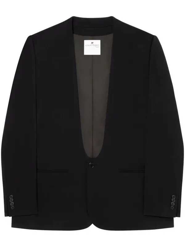 COURREGES Logo-patch Wool Blazer - Black