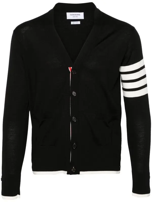 Thom Browne Fine Merino Wool 4-bar Relaxed Fit Cardigan