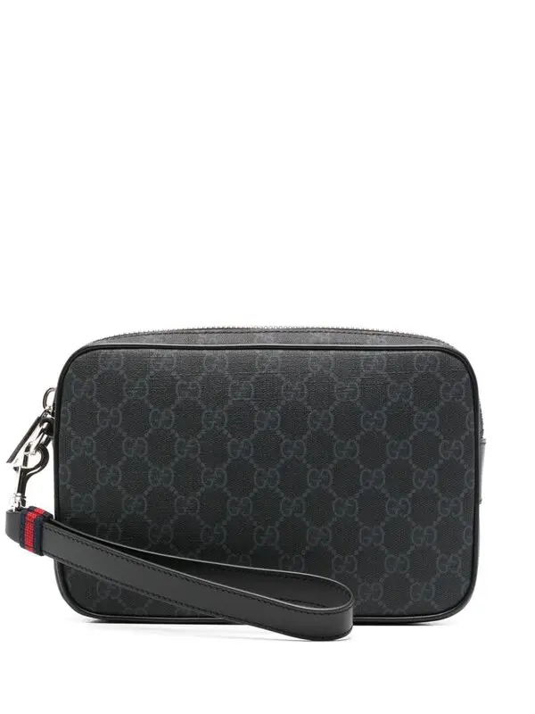 Gucci Gg Supreme Canvas Clutch - Black