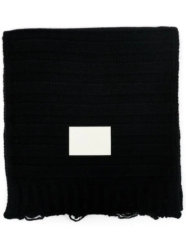 MAISON MARGIELA Knitted Wool Blend Scarf - Black
