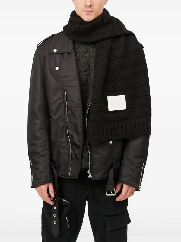 MAISON MARGIELA Knitted Wool Blend Scarf - Black