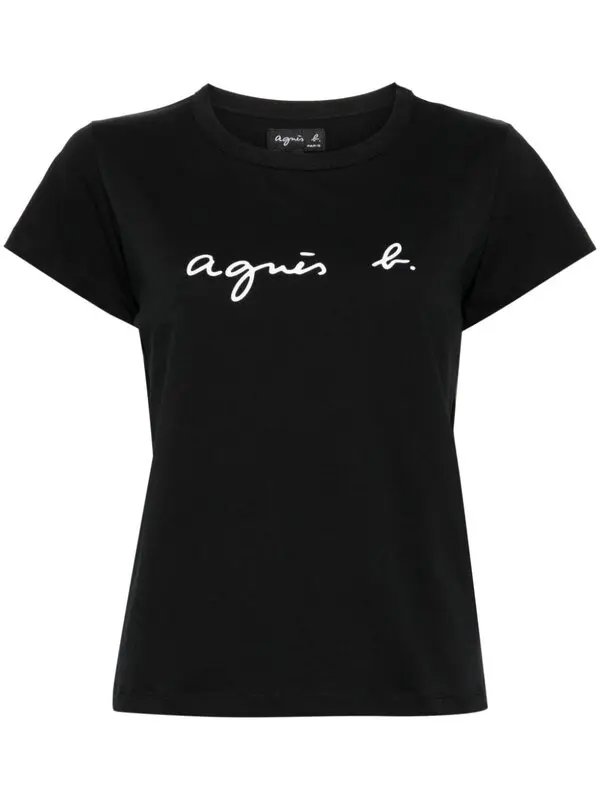 AGNES B. Logo-print Cotton T-shirt - Black