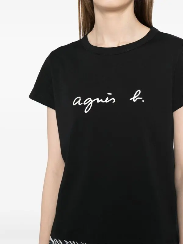 AGNES B. Logo-print Cotton T-shirt - Black
