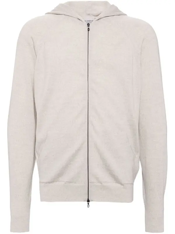 John Smedley Merino Zipped Hoodie - Neutrals